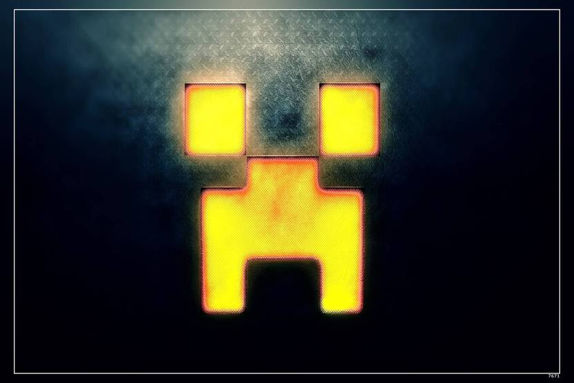 Yellow Minecraft Creeper Face Logo Minecraft Video Game Matte Finish ...