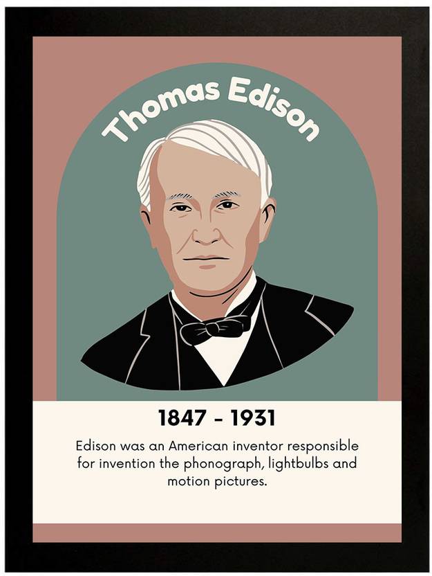 Thomas Edison Scientist Lightbulb Inventor Educational Poster for ...