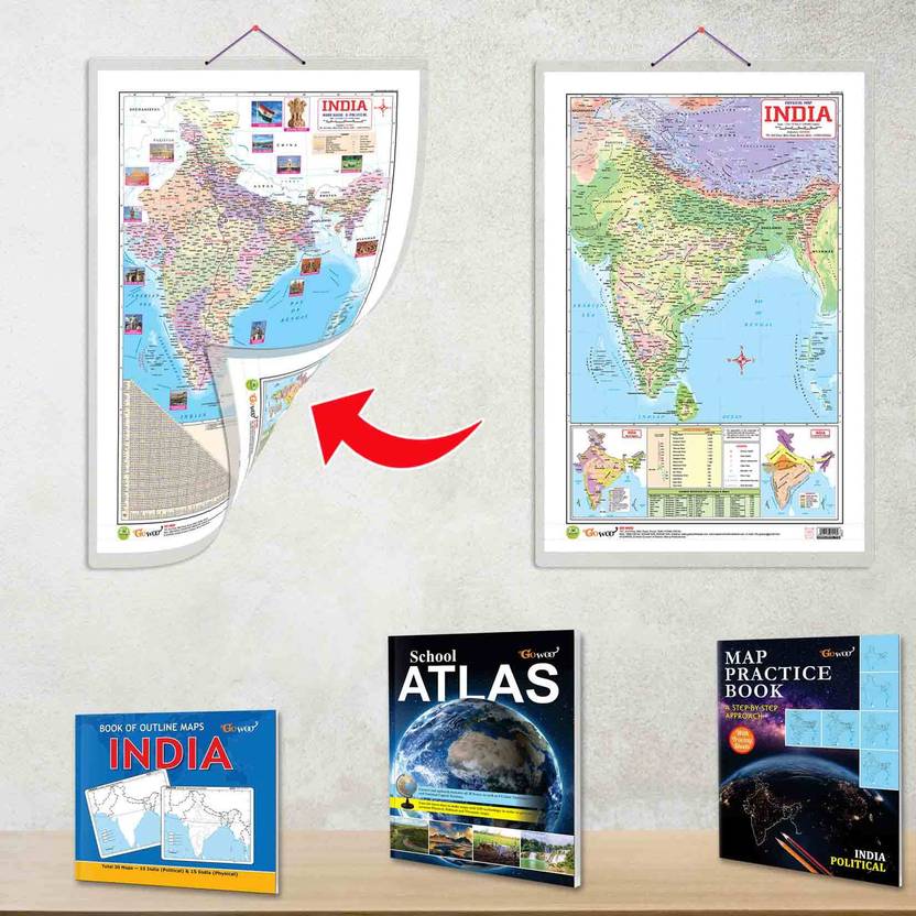 India POLITICAL - MAP PRACTICE BOOK, BOOK OF OUTLINE MAPS India, 2 IN 1 ...