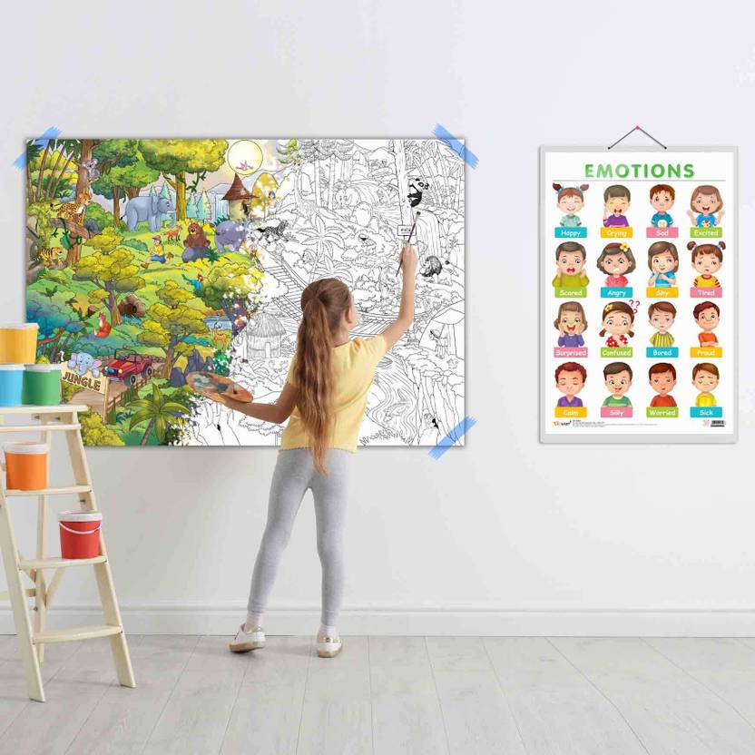 EMOTIONS CHART and GIANT JUNGLE SAFARI COLOURING POSTER | SET OF 1 ...