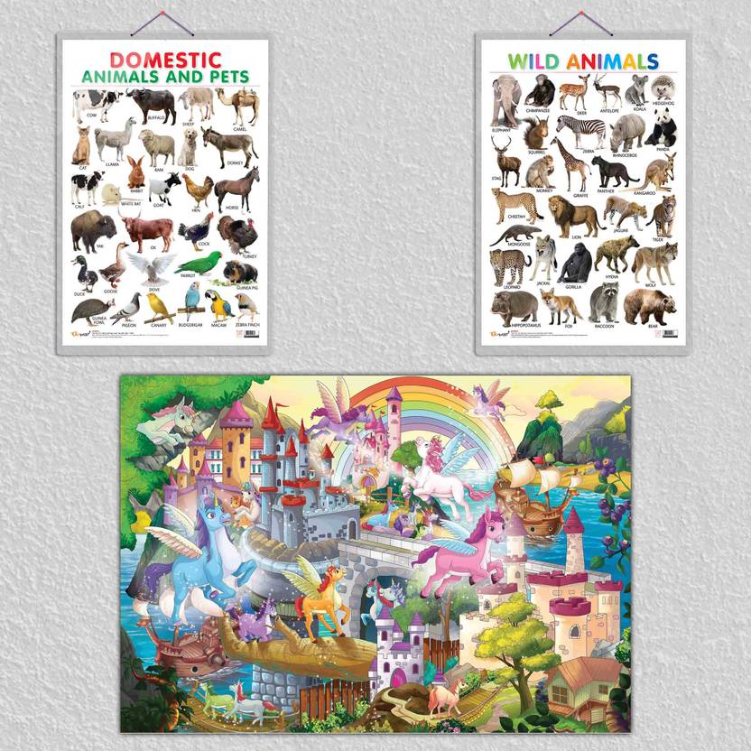 GIANT UNICORN COLOURING POSTER, Domestic Animals and Pets chart, and ...