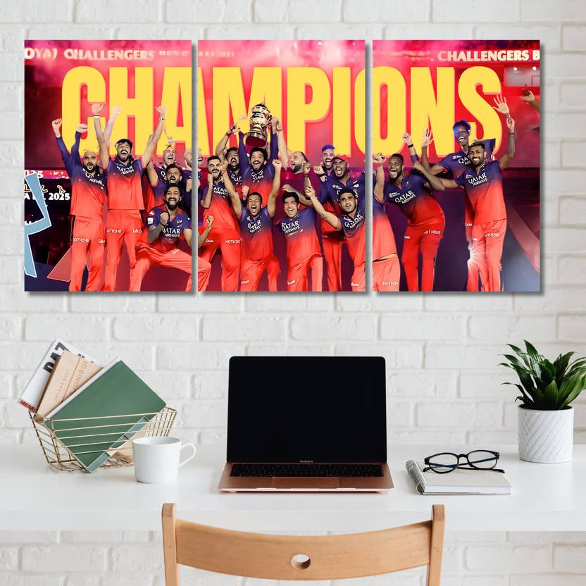 RCB IPL Champions Split Posters Set of 3 9x12 Inch Wall Art for Desk ...