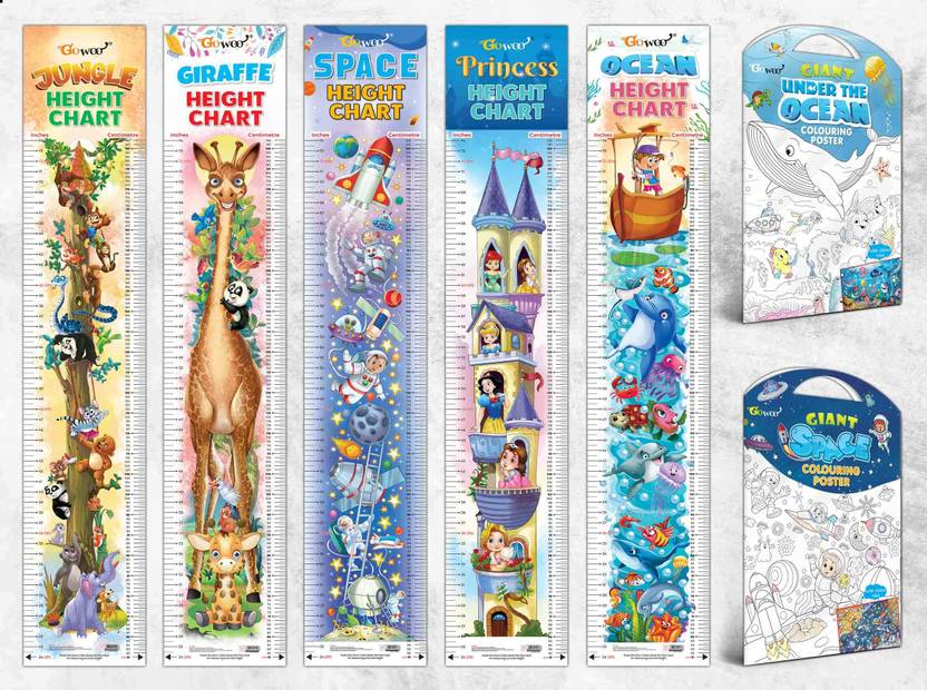 PRINCESS HEIGHT CHART, OCEAN HEIGHT CHART, JUNGLE HEIGHT CHART, GIRAFFE ...