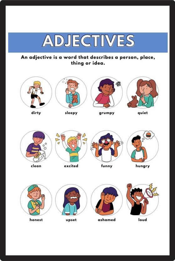 Adjectives Unframed Wall Décor Poster (12 X 18 Inches) Fine Art Print ...