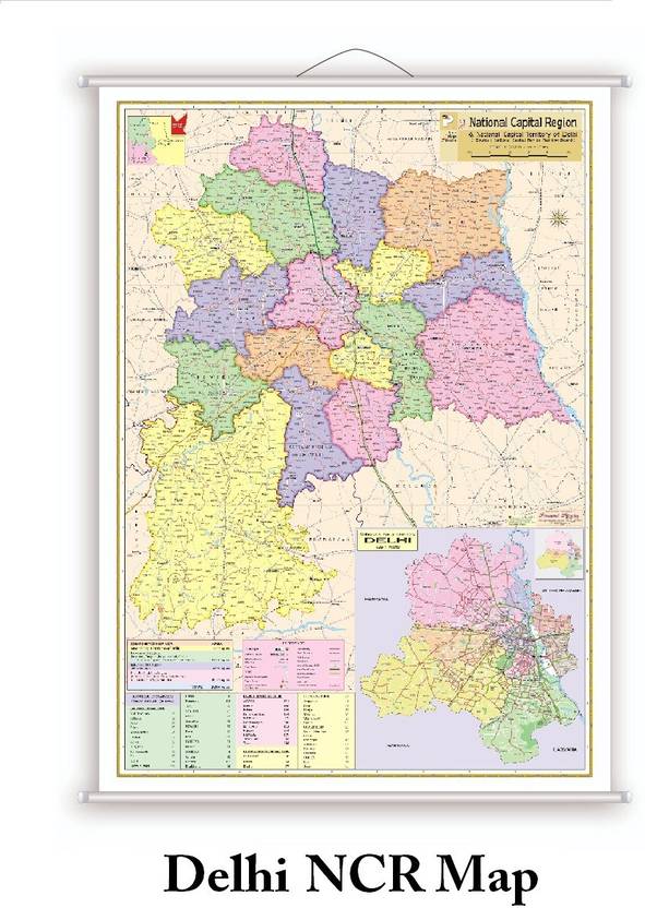 Delhi NCR Map (National Capital Region). (Laminated, Rollup) in English ...