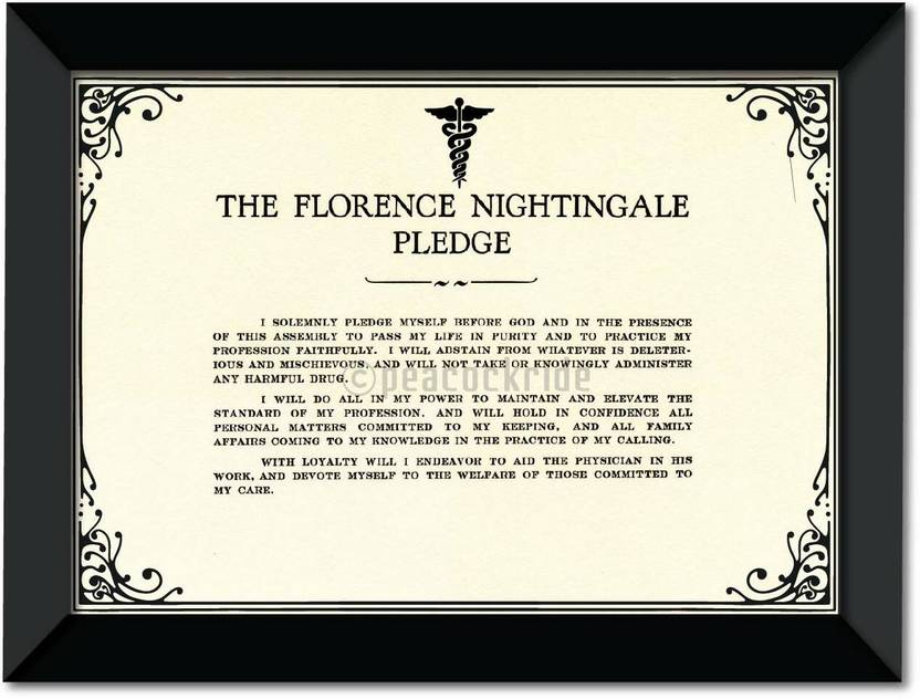 The Florence Nightingale Pledge I Doctor l Wall Frame A3 Fine Art Print ...