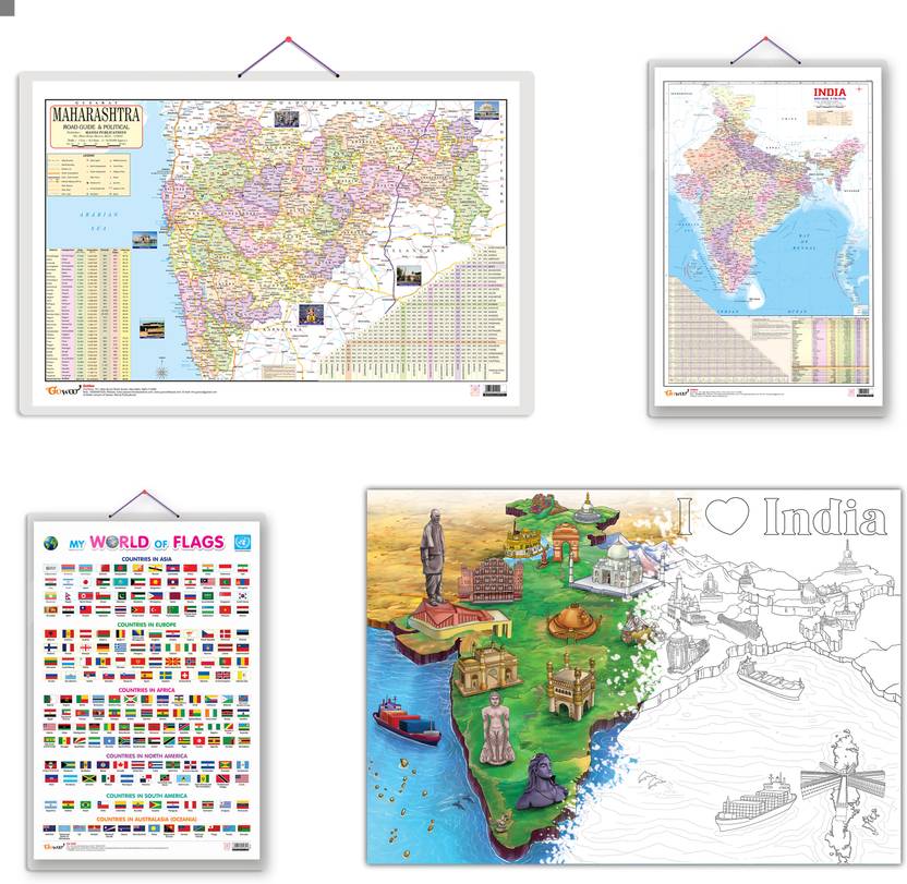 GIANT INDIA COLOURING POSTER, India Political Map, Maharashtra ...
