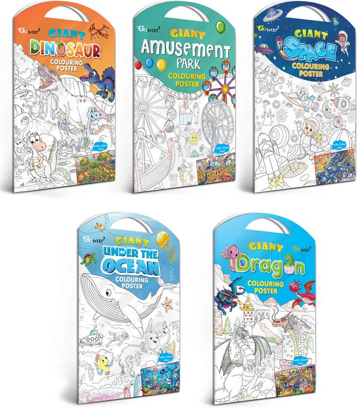 GIANT DINOSAUR COLOURING Charts, GIANT AMUSEMENT PARK COLOURING Charts ...