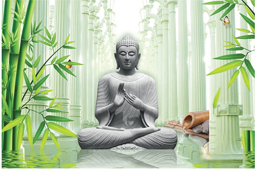 Lord Buddha 3d Wallpaper | Buddha Poster Sparkle Coated Self Adhesive ...