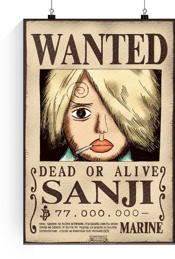 Sanji Wanted Posters | One Piece Vinsmoke Sanji Wanted Posters | One Piece Bounty Poster Sanji ...