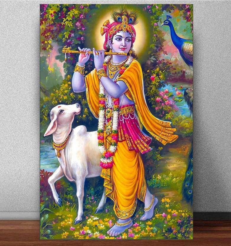 Lord Shri Krishna Sudarshan Chakra Poster for Room Paper Print ...