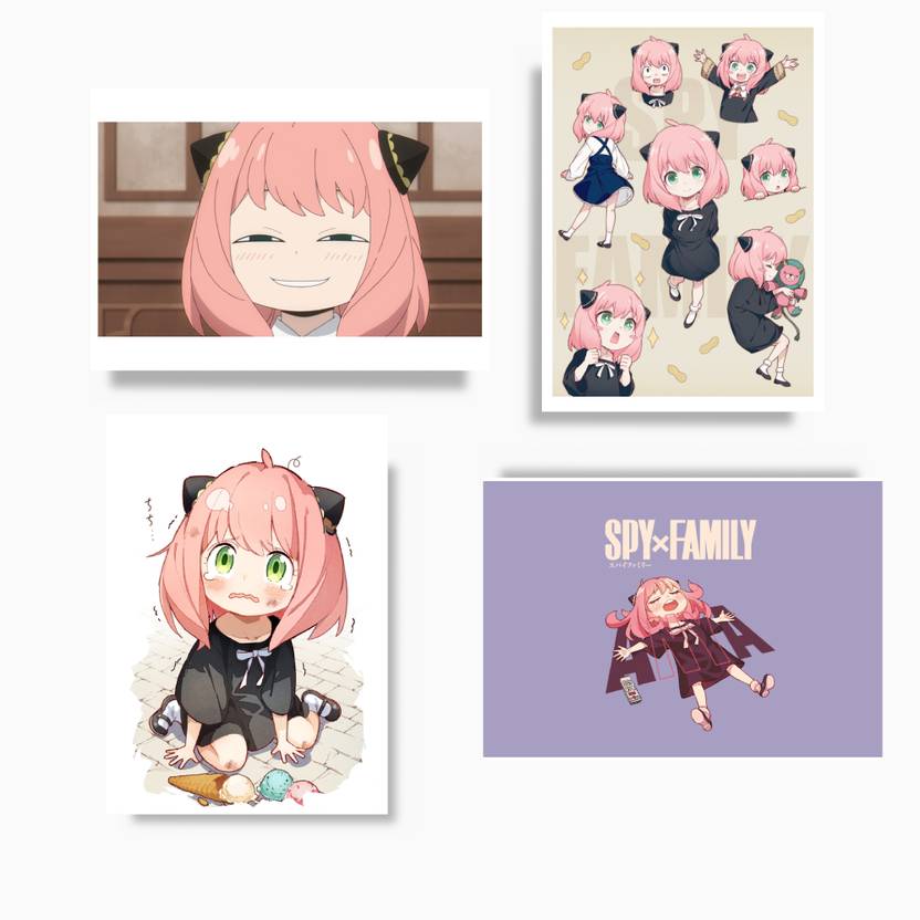 SET OF 4 ANIME POSTER ANYA FORGER SPY X FAMILY Wall Poster For Home And ...