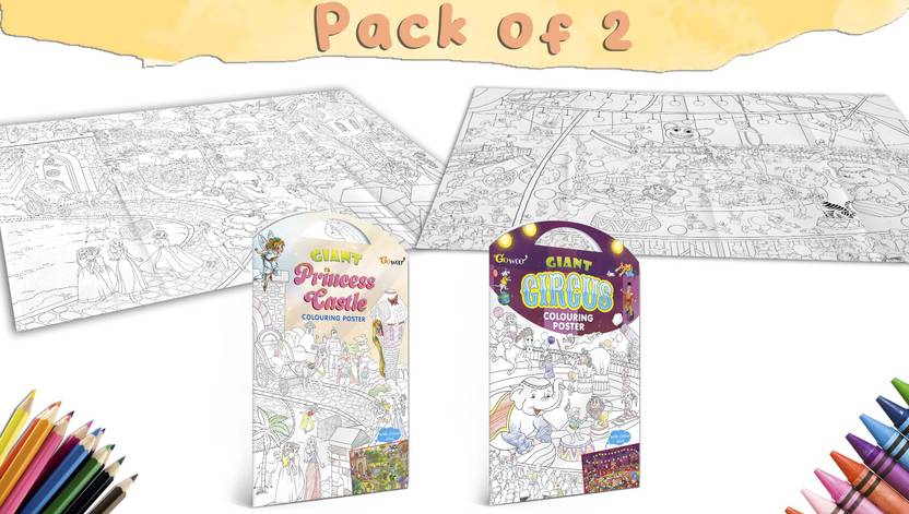 GIANT PRINCESS CASTLE COLOURING Charts and GIANT CIRCUS COLOURING ...