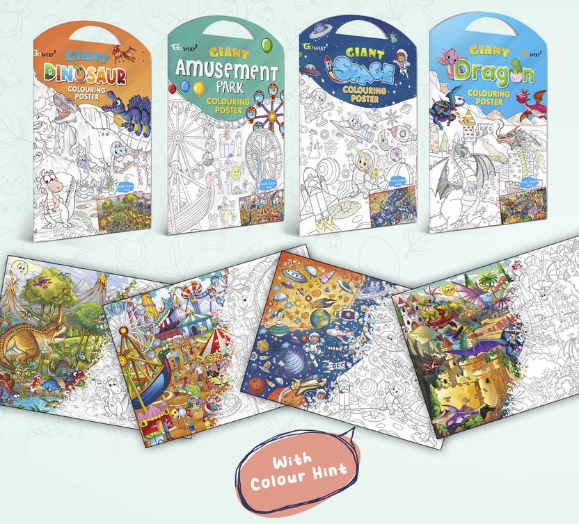 GIANT DINOSAUR COLOURING Charts, GIANT AMUSEMENT PARK COLOURING Charts ...