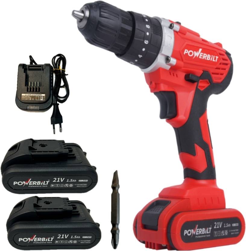 POWERBILT MPT PBT-CL-CID21 CORDLESS IMPACT DRILL 21V LI-ION BATTERY-2 ...