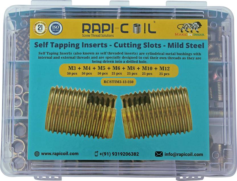 Rapi-Coil 250Pcs Self Tapping Inserts - M3 M4 M5 M6 M8 M10 M12,Mild ...