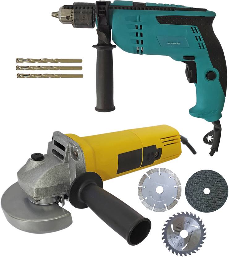 DUMDAAR 900w Angle Grinder & Impact Drill machine with 3 type Wheel and ...