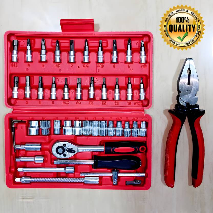 TAJA 46 In 1 Pcs Tool Kit & Screwdriver and Socket Set & Piler Hand ...