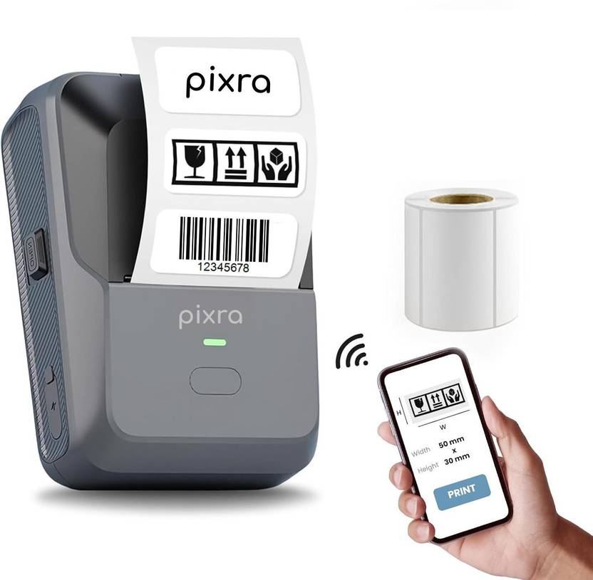 Pixra Mini Bluetooth Thermal Label Printer for Business & Home | Single ...