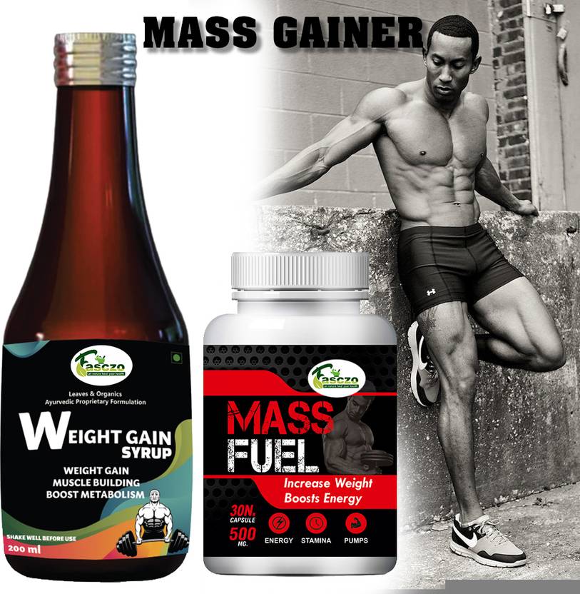 Fasczo Mass Fuel Weight Gain Capsule [30] & Weight Gain Syrup Combo For ...