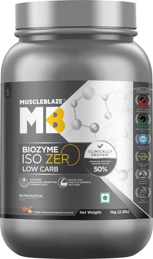 MUSCLEBLAZE Biozyme Iso-Zero, Low Carb Isolate, 27g Per Scoop Whey ...