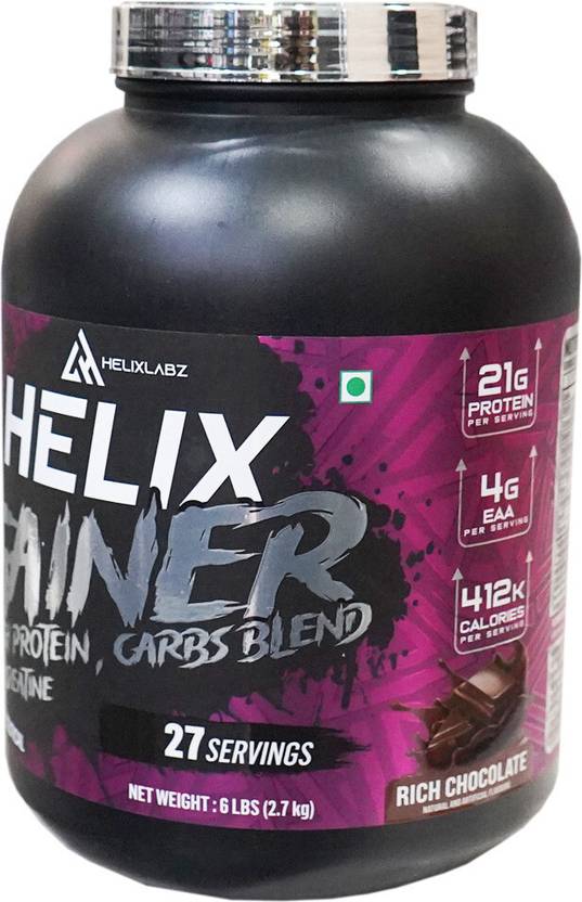 HELIXLABZ GAINER High Protein & Carbs Blend- (Chocolate, 2.7KG) Pre ...