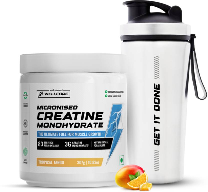 Wellcore Micronised Creatine Monohydrate + Steel Shaker | Trustified ...