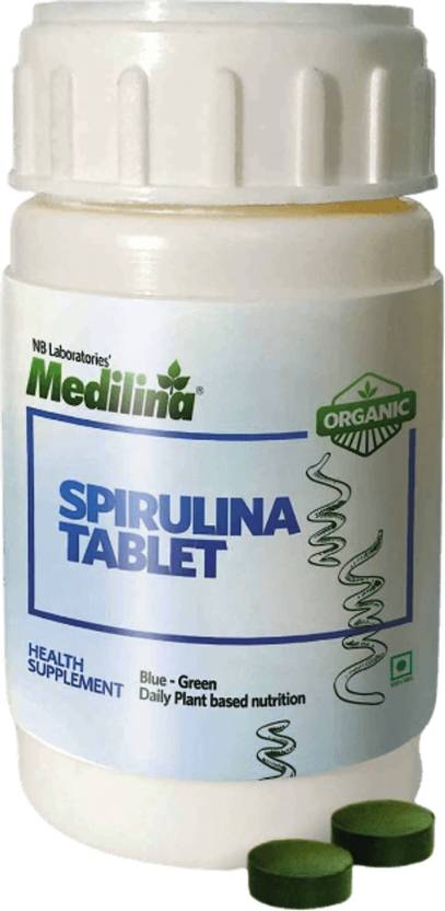 Medilina Organic Spirulina Tablets - 120 Tablets (500 Mg each) Plant ...