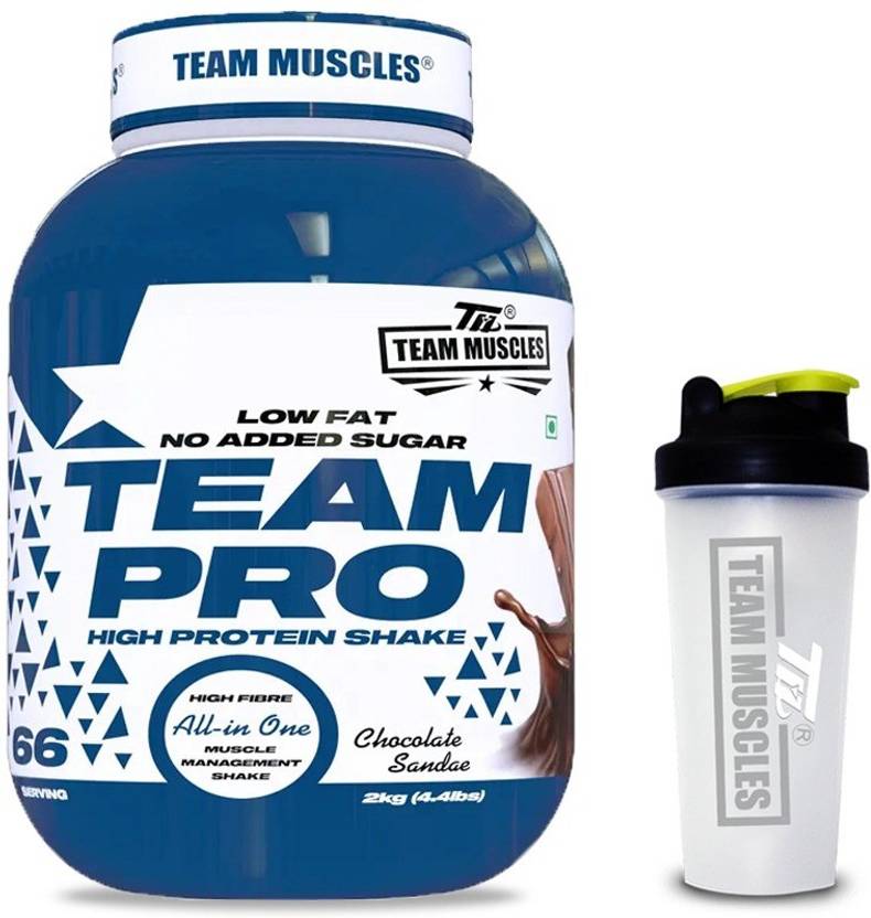 TEAM MUSCLES Team Pro High Protein Shake(2 Kg) Chocolate With Shaker ...