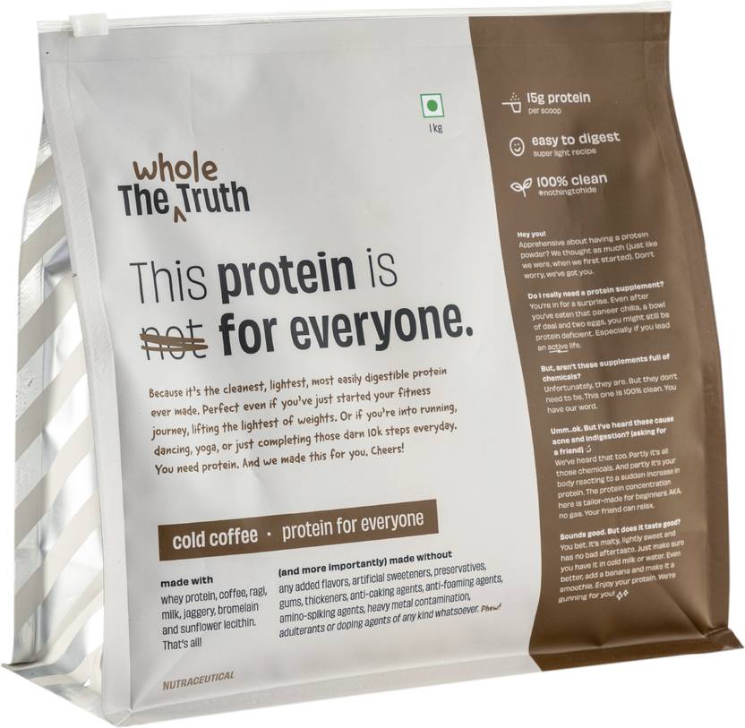 The Whole Truth 1 kg |15g Protein/Scoop | Protein For Everyone Whey ...