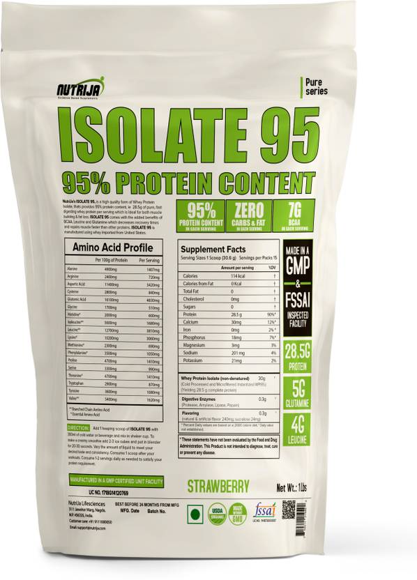 NutriJa ISOLATE 95 Fast digesting Protein, with Zero Carb & Zero Fat ...