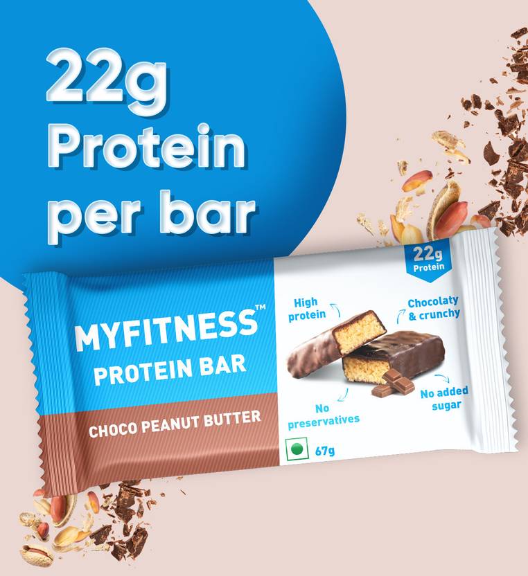 MYFITNESS PEANUT BUTTER Chocolate Protein Bars | 22g Protein | Pack of 6 x 67g Protein Bars ...