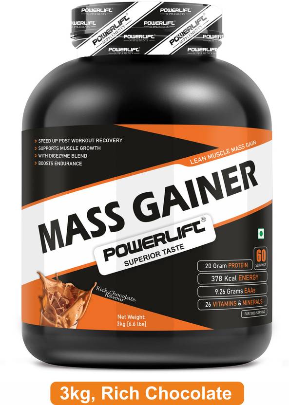 POWERLIFT For Lean Muscle Gain Protein Powder, with Multivitamin Weight Gainers/Mass Gainers ...