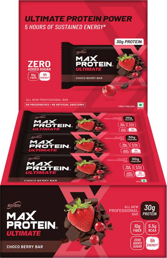 RiteBite Max Protein Bar Ultimate Choco Berry, SugarFree, Healthy ...