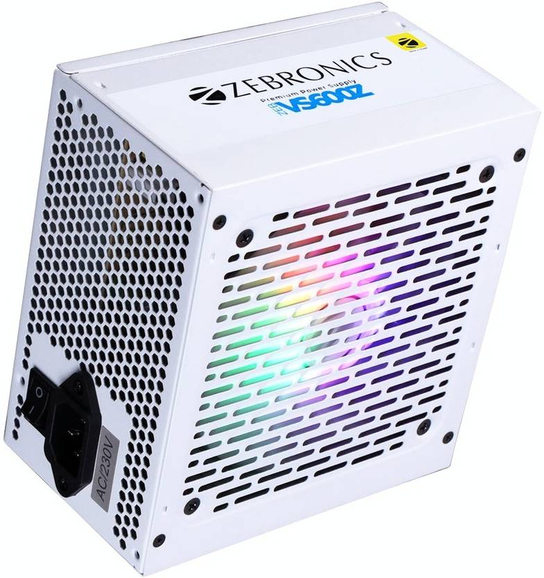 ZEBRONICS ZEB-VS600Z RGB WHITE 600 Watts Gaming PSU with 4 SATA Cables ...