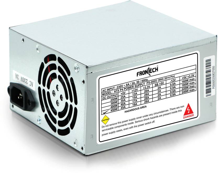 Frontech PS-0005 SMPS Compliant with ATX 12V, 20/24 Pin Power Supply ...