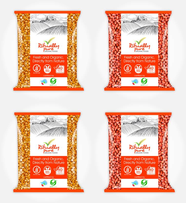 Ritually Pure Organic Combo (Split) (Chana Dal 2 KG + Mumfali dana 2 KG ...