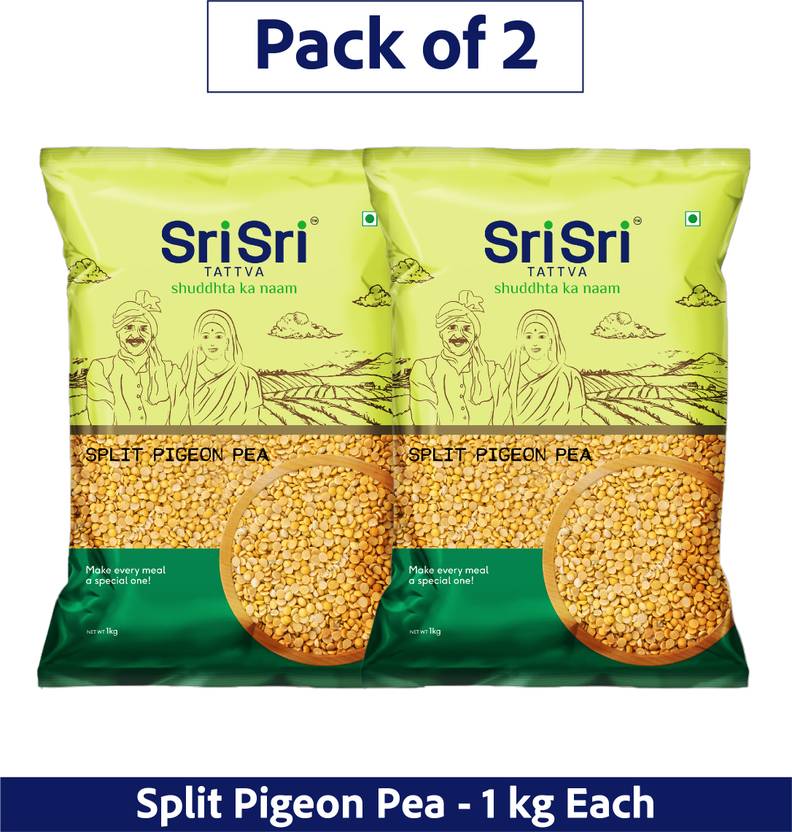 Sri Sri Tattva Toor/Arhar Dal (Split) (Pigeon Pea, 1 kg Each Pack of 2 ...