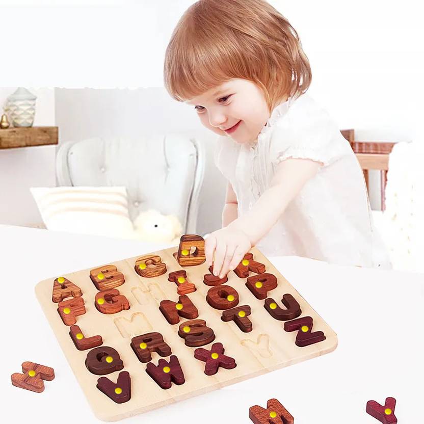Plus Shine English Wooden Alphabet Puzzle Abc Letters Sorting Board