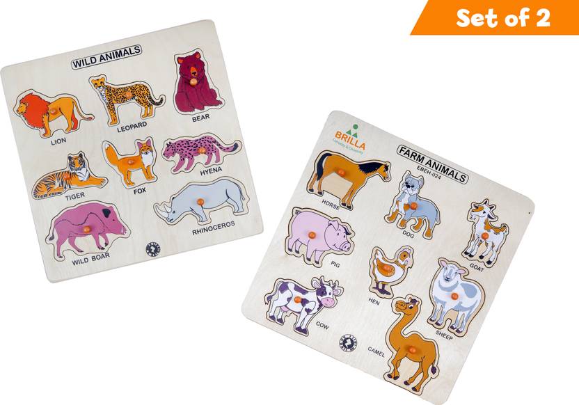 BRILLA Wooden Educational Puzzle for Kids - Learning Wild Animals ...