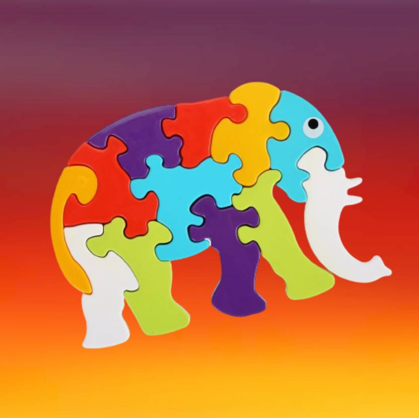SHREEJI ENTERPRISE Elephant Shape Puzzle Building Blocks Non Toxic Block LC02.354 Elephant ...