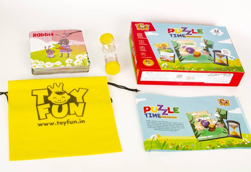 TOYFUN Puzzle Time Animals and Birds | 12 Jigsaw Puzzle with Sand Timer ...