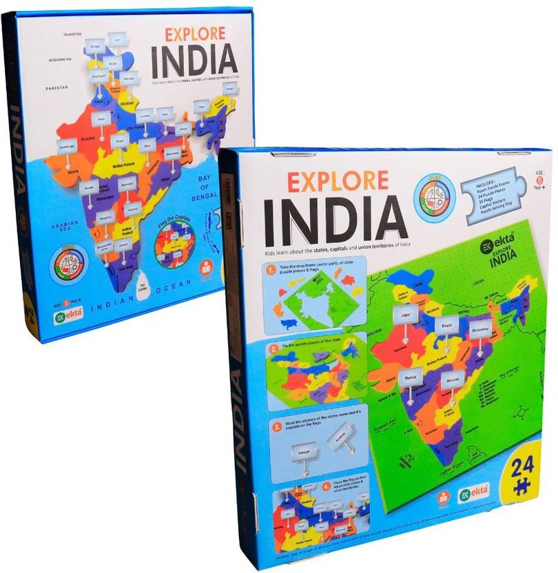 Ekta Explore India Map Foam Puzzle (24 Pcs) with States and Capitals ...