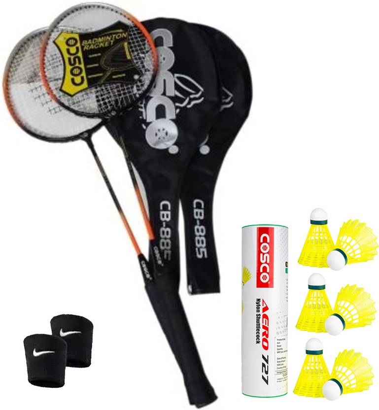 COSCO Badminton Kit - (2 CB-885 Racket, Aero 727 "6 Shuttle", 2 Wrist ...