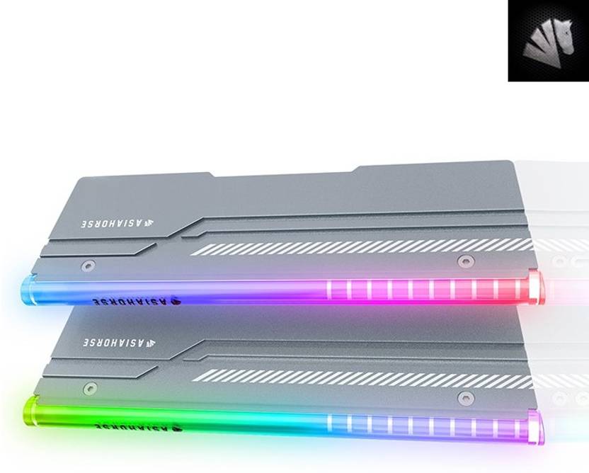 AsiaHorse Gaming A-RGB RAM HEATSINK (SILVER) For DDR3/DDR4/DDR5 Memory (PACK OF 2) Cooler ...