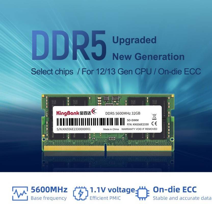 KINGBANK New Generation Of Memory SODIMM 5600MHz DDR5 16 GB (Single Channel) Laptop DDR5 SODIMM ...
