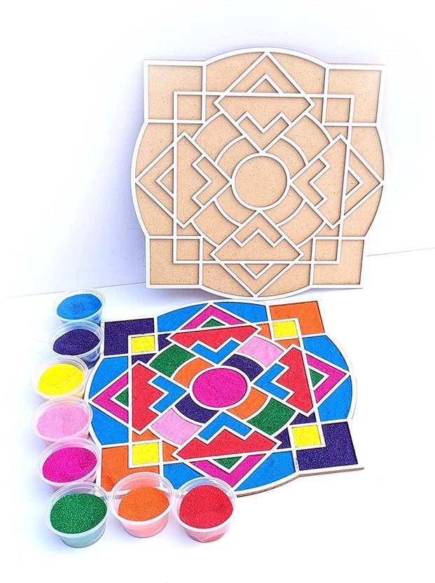 StepsToDo Reusable Rangoli Template Mat with Wooden Base 11.5 Inch ... StepsToDo Reusable Rangoli Template Mat with Wooden Base 11.5 Inch ...