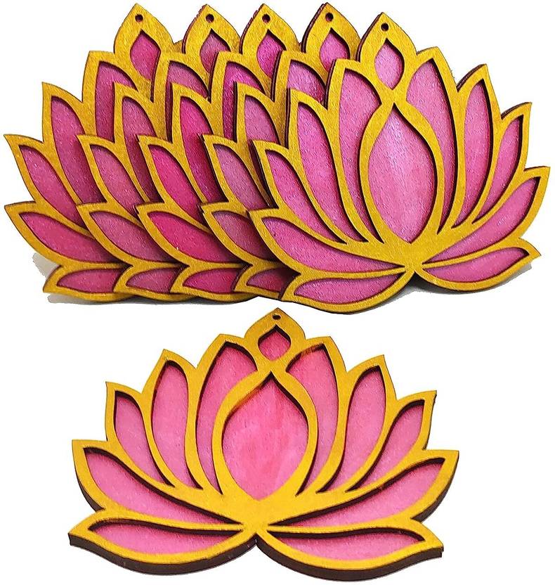 StepsToDo Wooden Lotus Cutouts Set of 6 (Golden and Rose Pink) | DIY ...