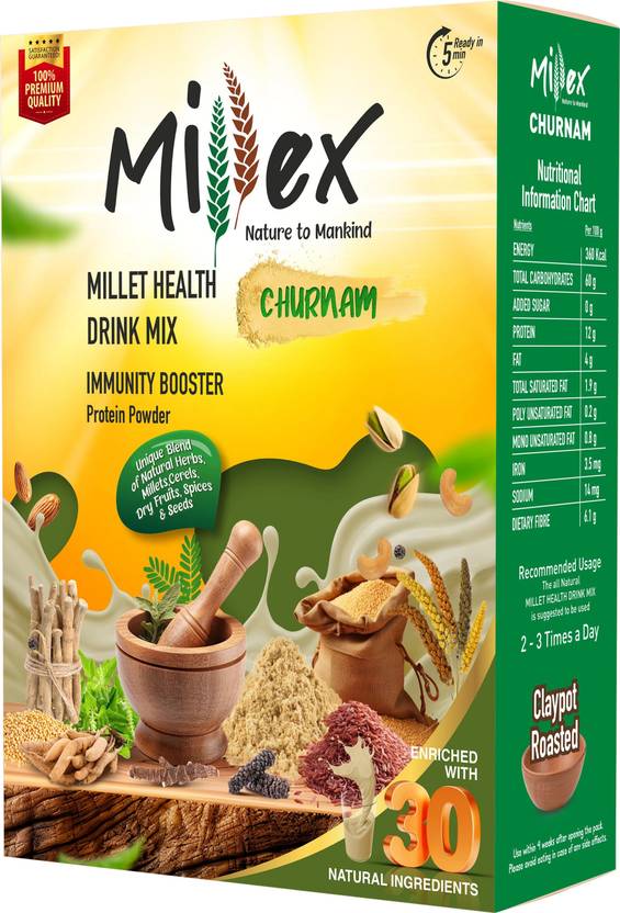 Millex Millet Health Drink Mix With Churnam|30 Natural Nutritions & 18 ...