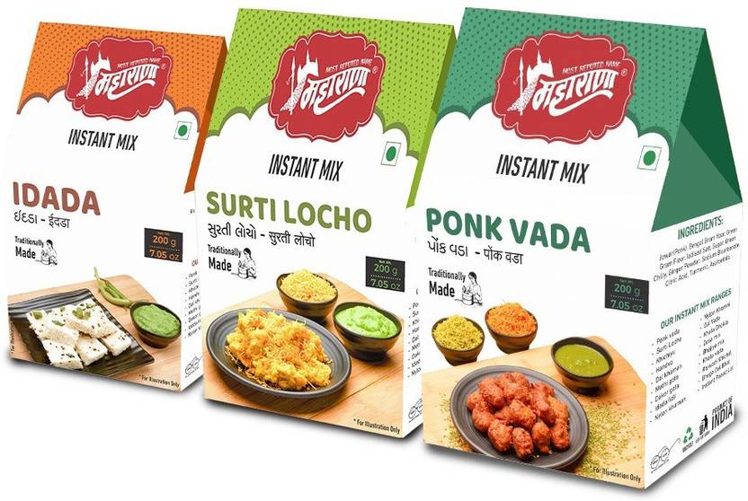 Maharana instant Ready Mix Combo Of locho+idada+Ponk vada for your ...